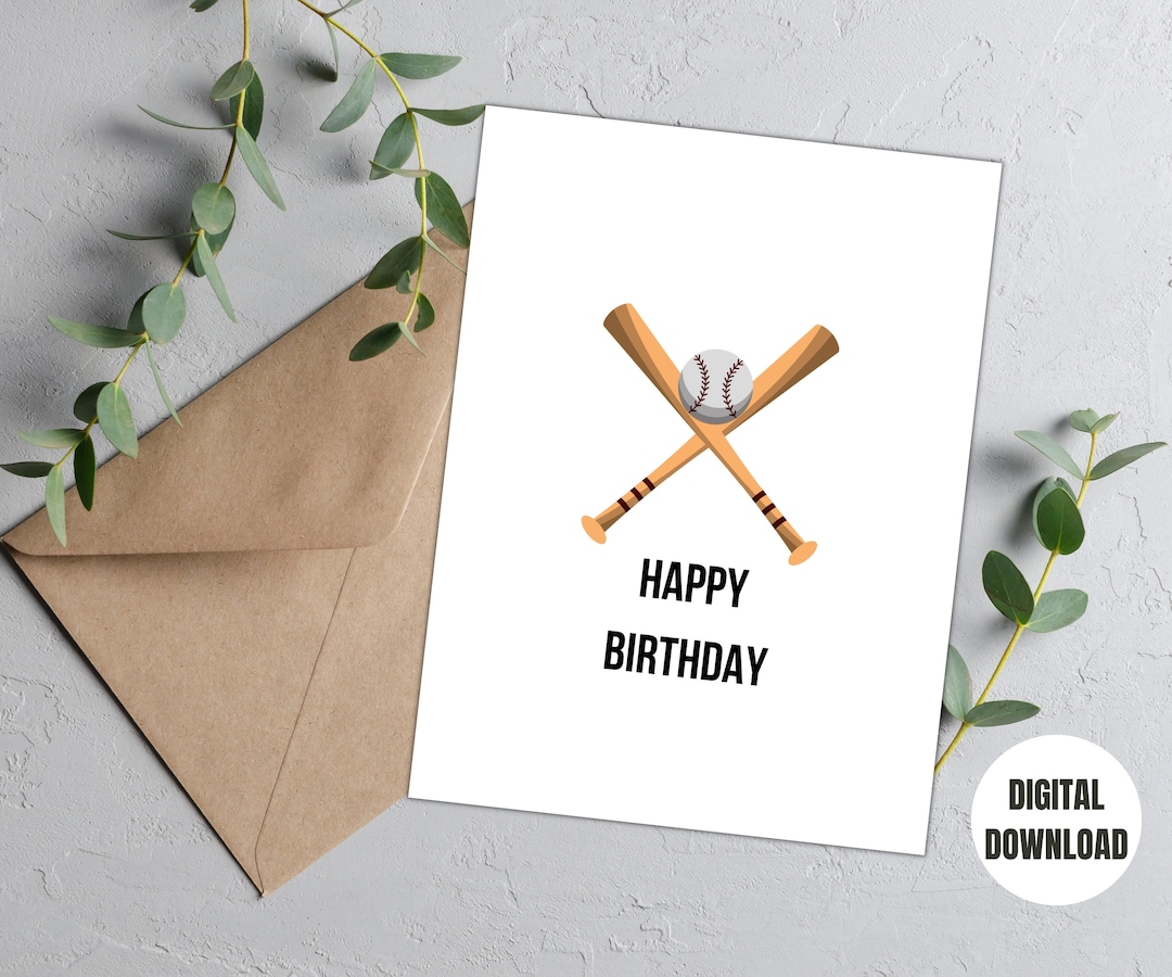 Printable Baseball Themed Birthday Card| Gift for Baseball Lovers ...