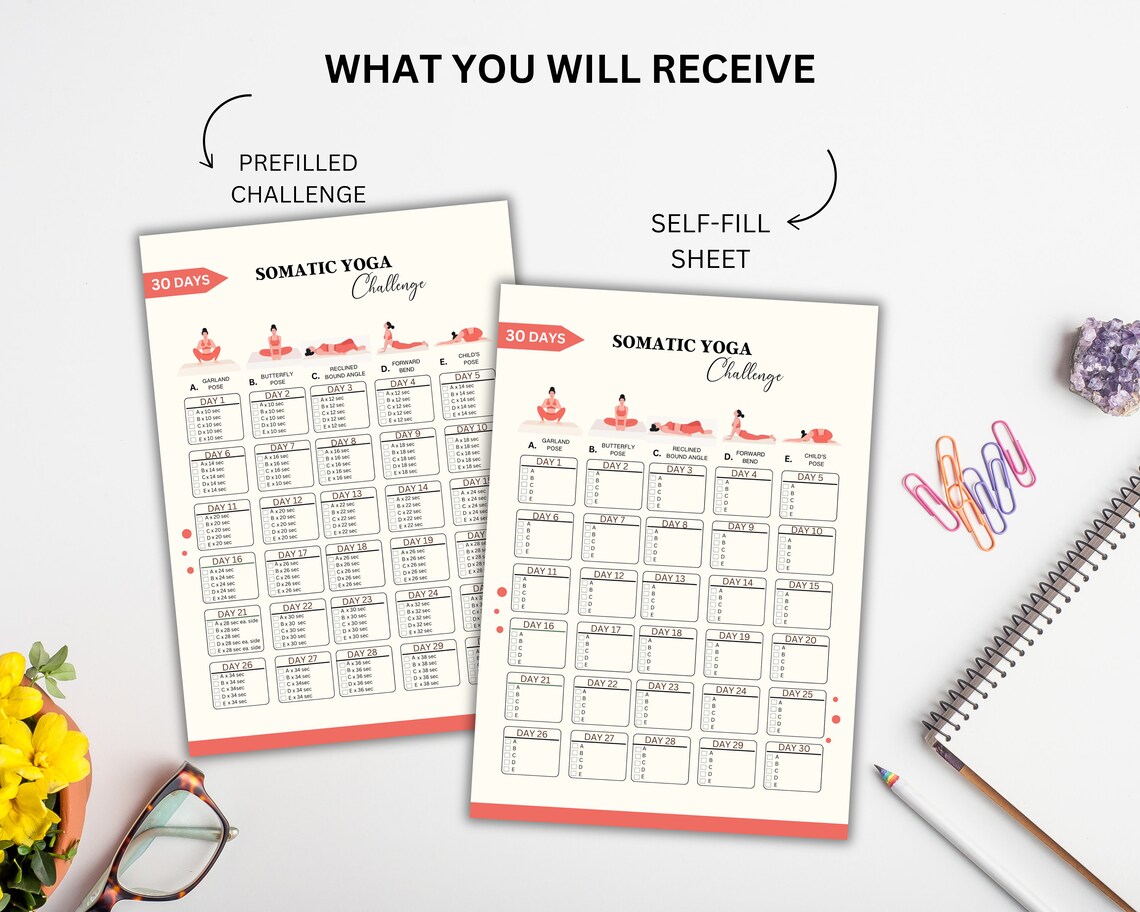 30 Day Somatic Yoga Exercise Challenge, Somatic Healing Coping Skills ...