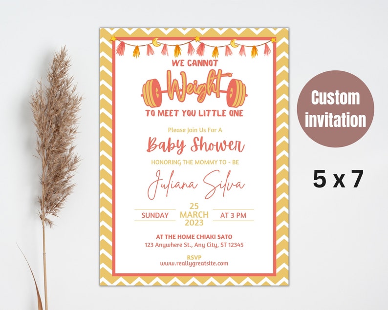 Printable Editable Gym Baby Shower Invitation Fitness Baby Shower ...