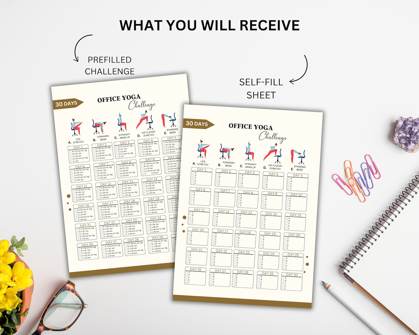 30 Day Office Chair Yoga Challenge, Office Chair Exercise, Desk Yoga ...