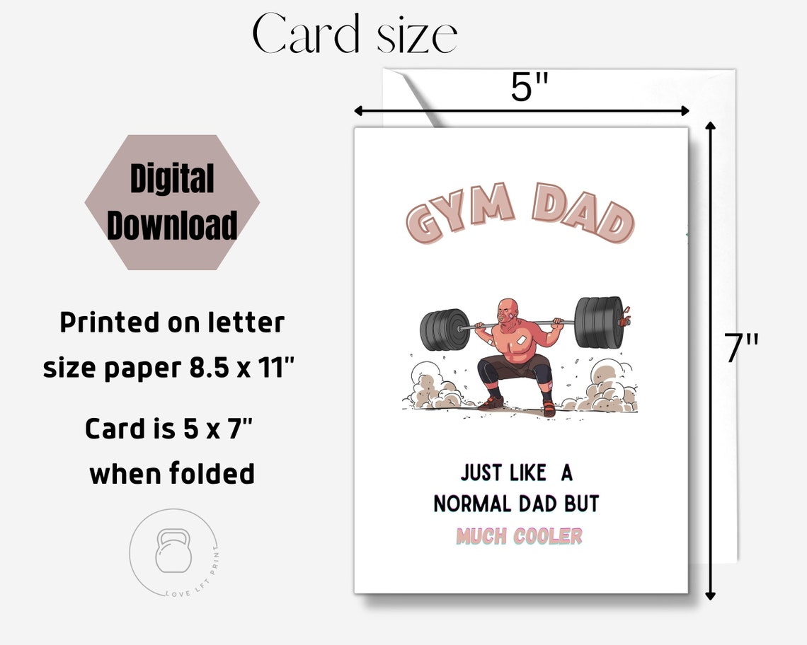 Gym Dad Birthday Card| Fathers Day Card| Gym Card for Dad| Funny Father ...