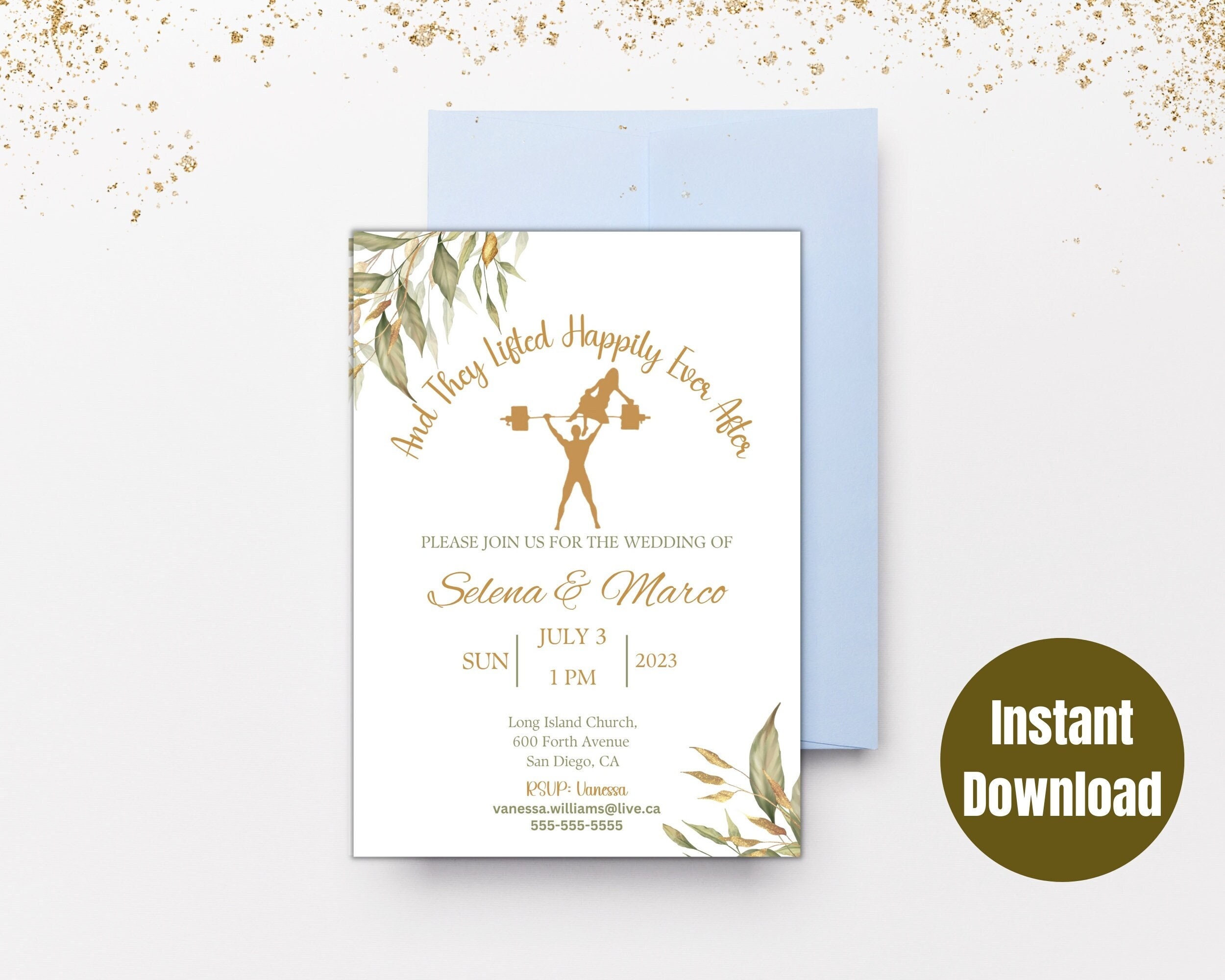 Gym Themed Wedding Invitation| Fitness Wedding Invite| Crossfit Wedding ...