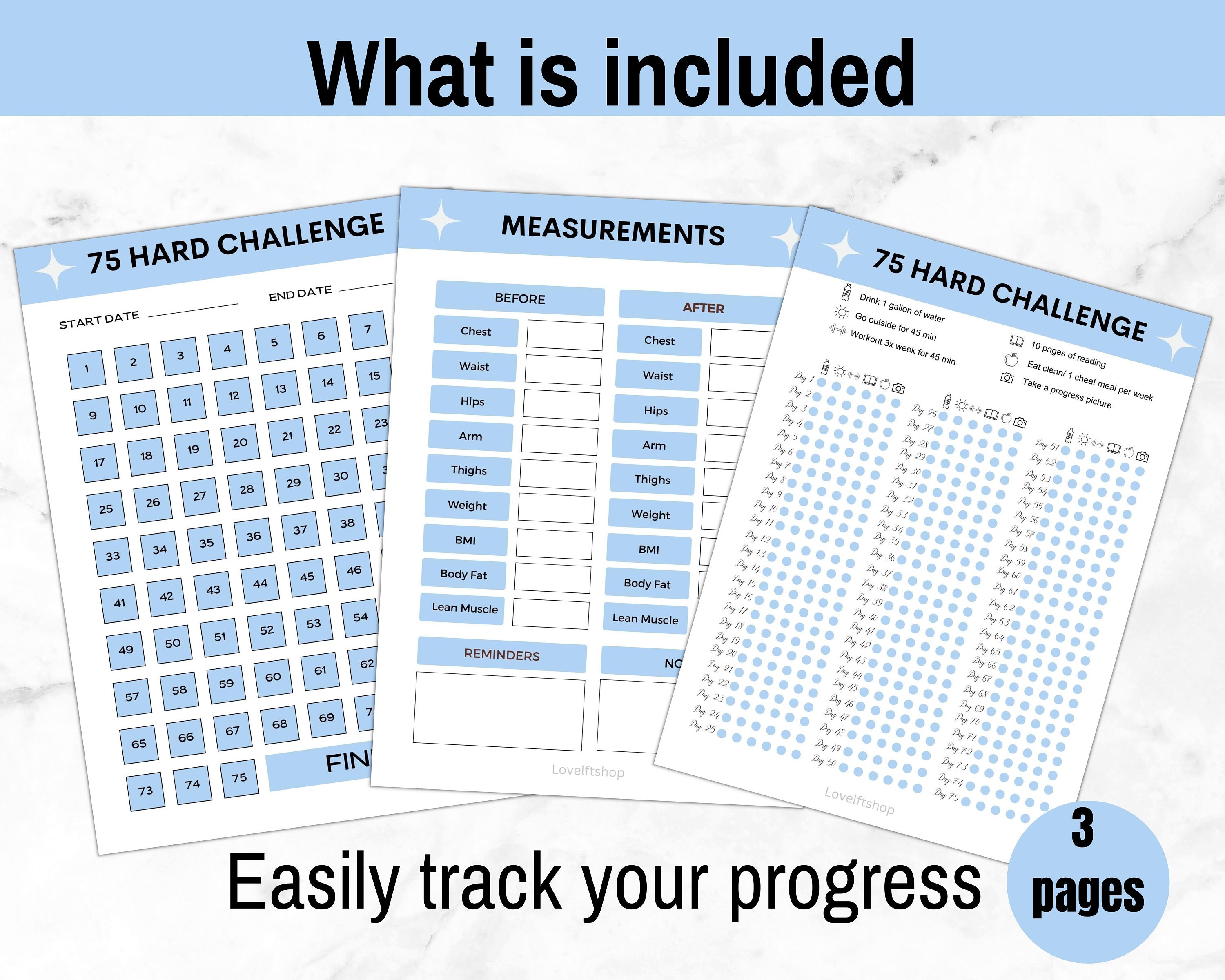 75 Hard Challenge 75 Hard Challenge Tracker 75 Day Challenge 75 ...
