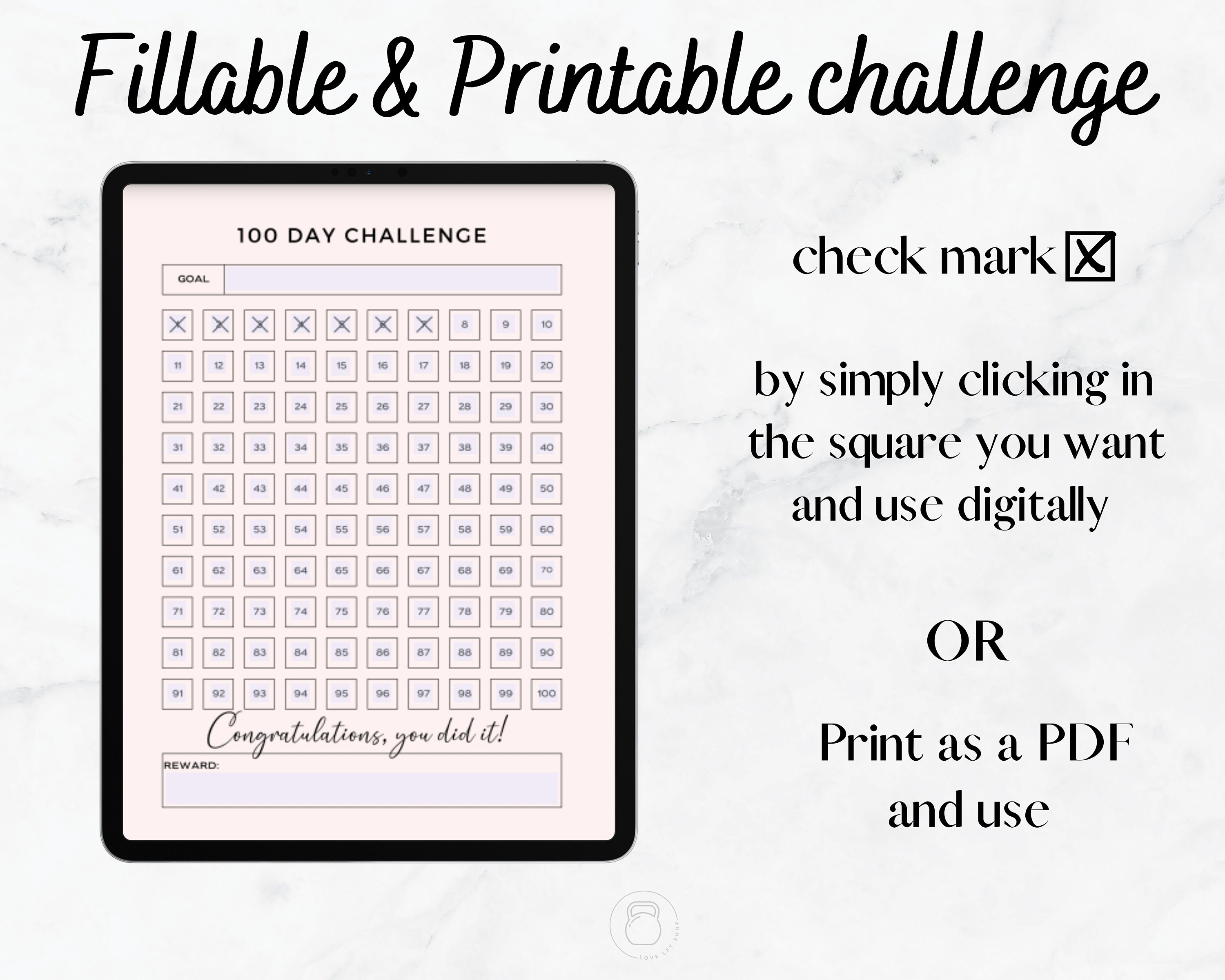 100 Day Challenge Tracker 2023 Goal Planner 100 Day Habit Tracker ...