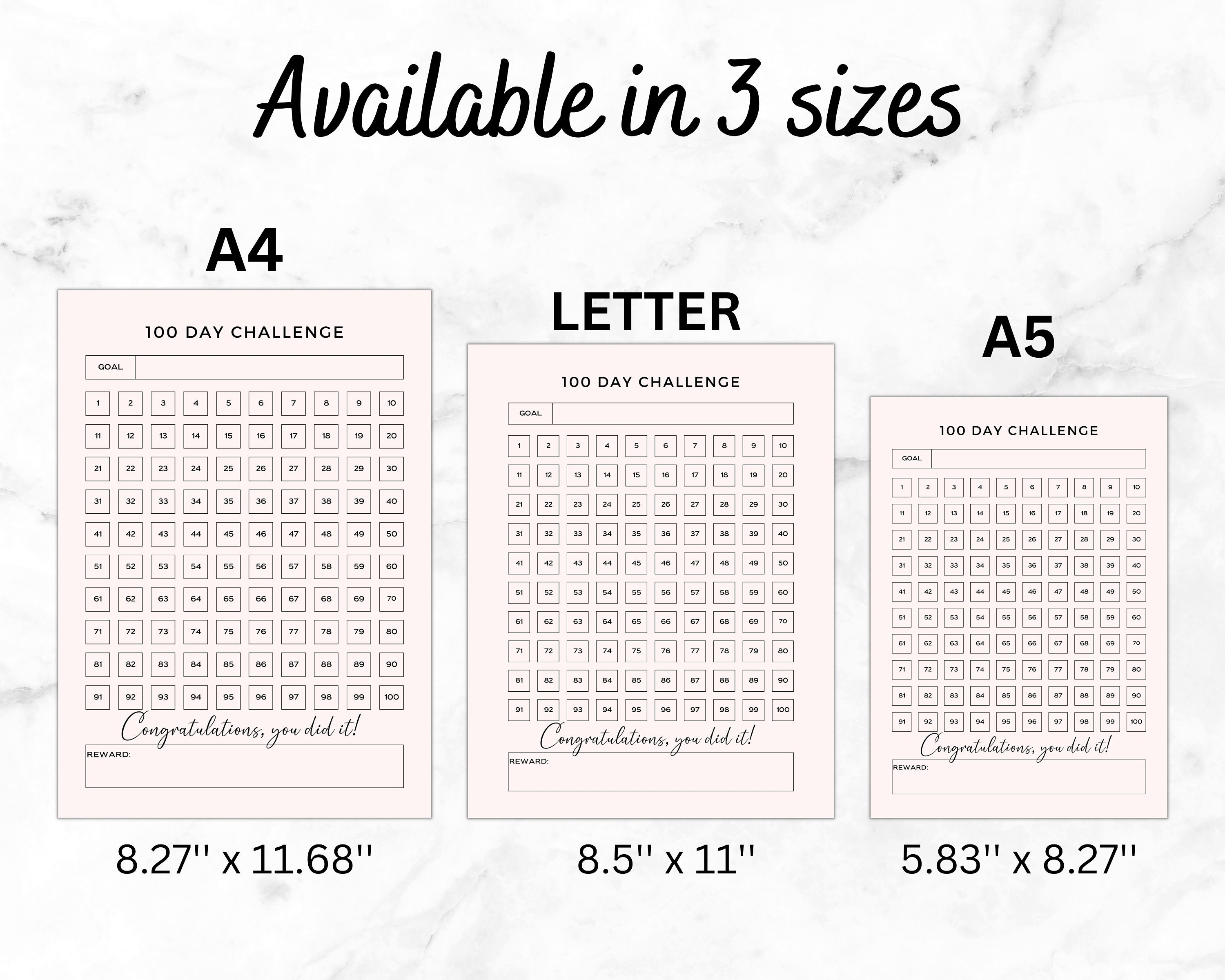 100 Day Challenge Tracker 2023 Goal Planner 100 Day Habit Tracker ...