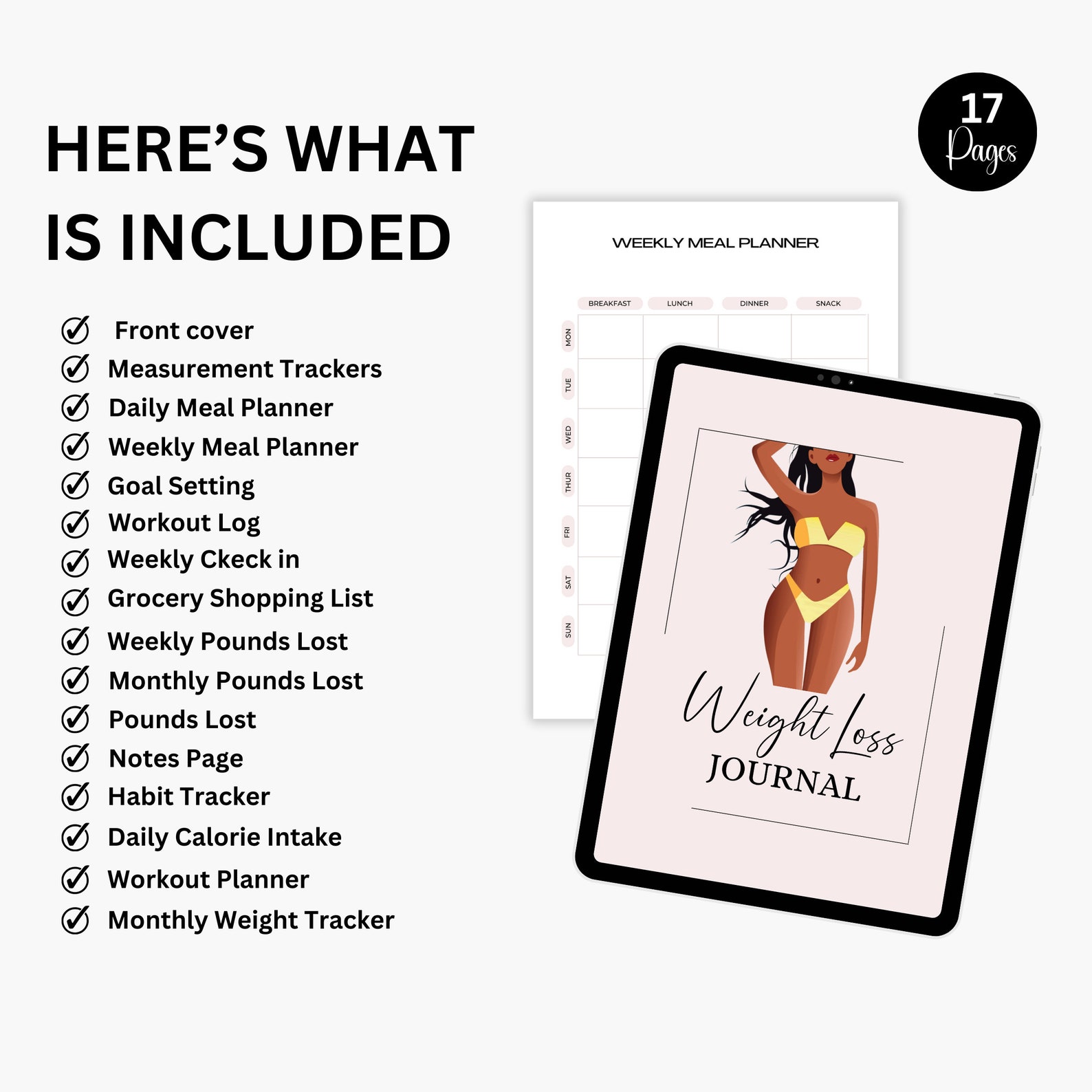 Weight Loss Journal, Fitness Planner Printable, Weight Loss Tracker ...