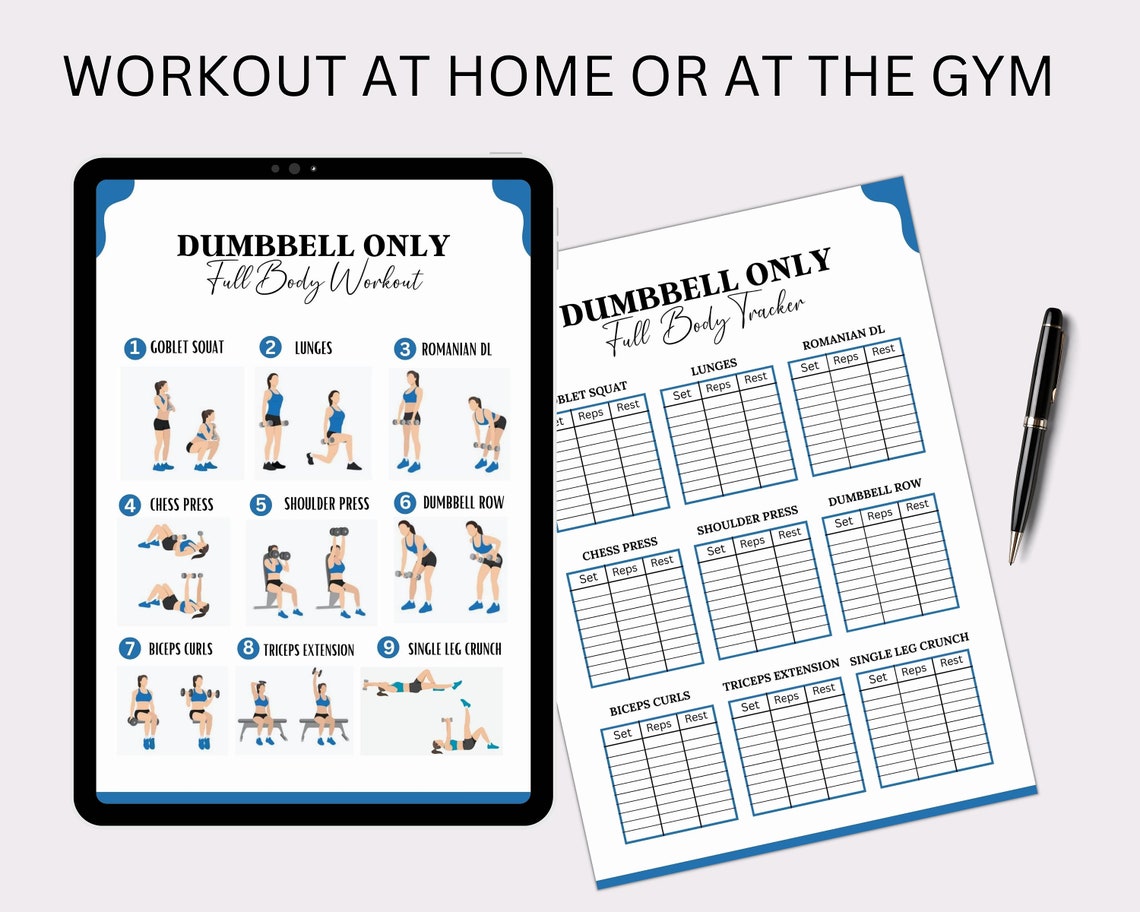 Home Workout Plan Dumbbell Workout Strength Weight Training Plan Fitness Program Workout From