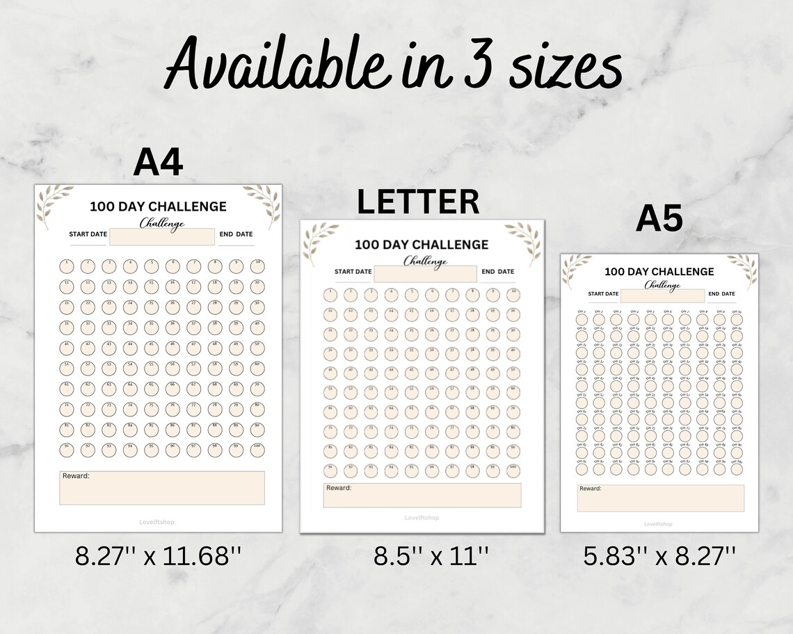 100 Day Challenge Tracker Habit Tracker Pdf Habit Tracker Goal Setting ...