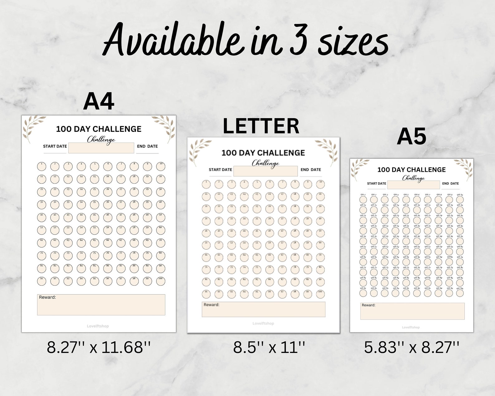 100 Day Challenge Tracker Habit Tracker Pdf Habit Tracker - Etsy