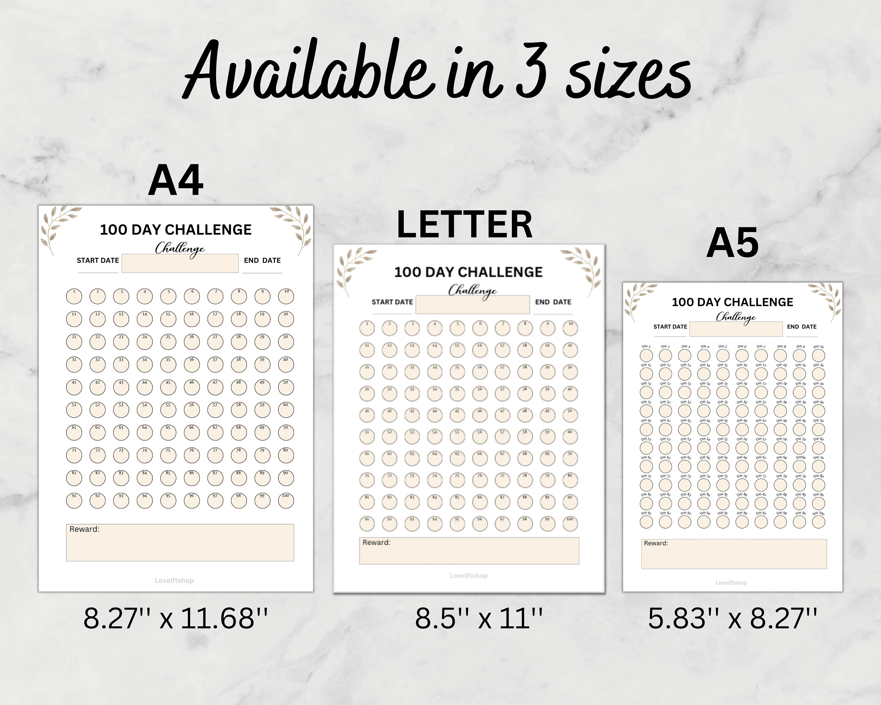 100 Day Challenge Tracker Habit Tracker Pdf Habit Tracker Goal Setting ...
