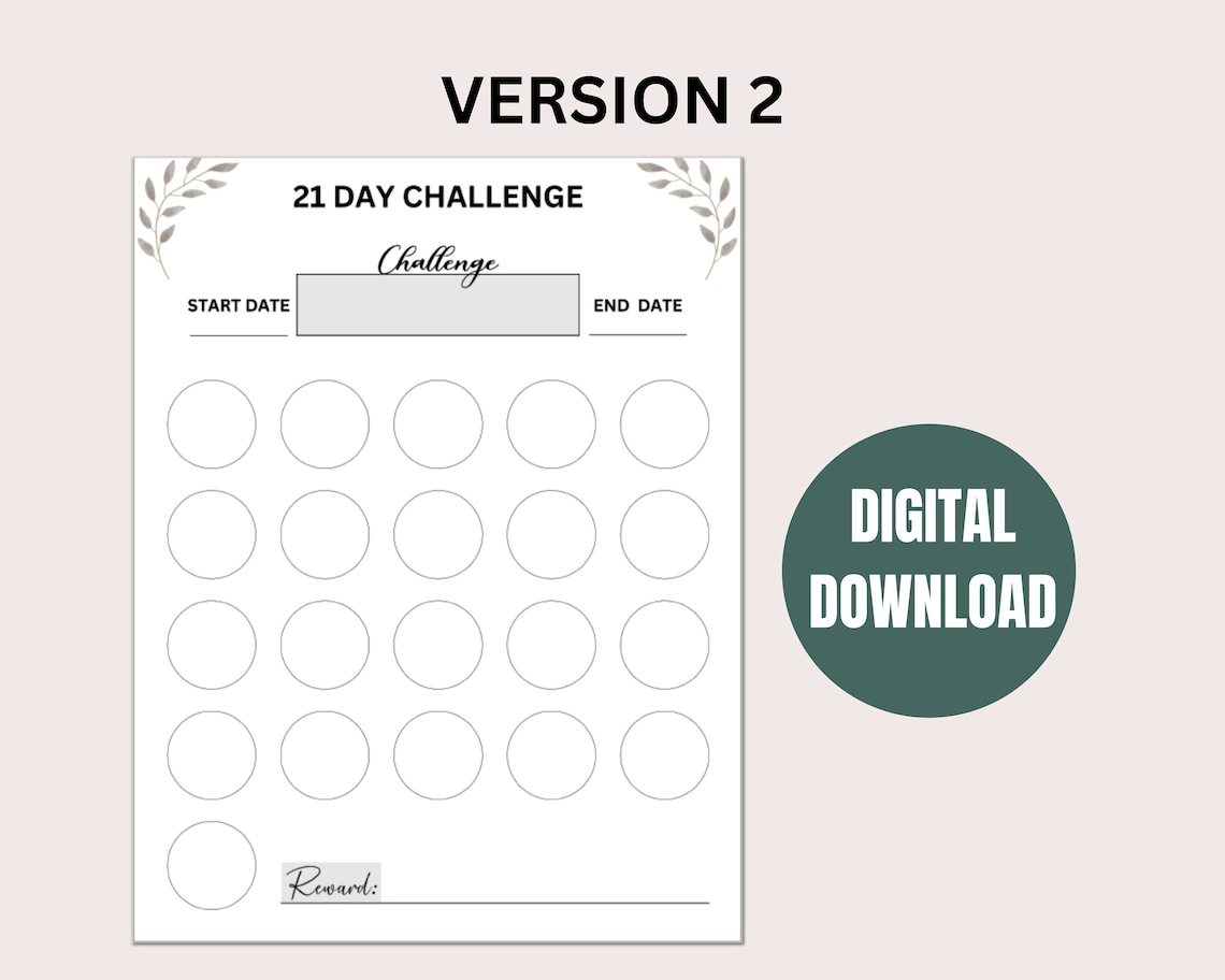 21 Day Challenge Tracker 2023 Goal Planner Habit Tracker - Etsy