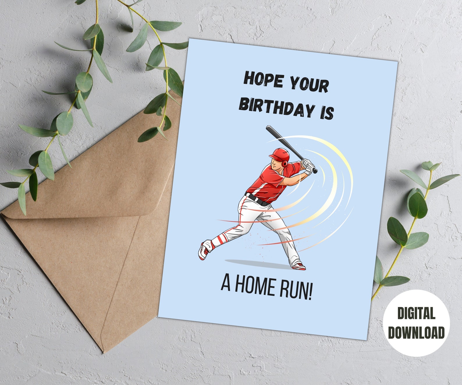 Printable Baseball Themed Birthday Card| Gift for Baseball Lovers ...