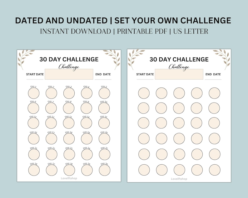 30 Day Challenge Tracker | 30 Day Challenge Printable |30 Day Habit ...