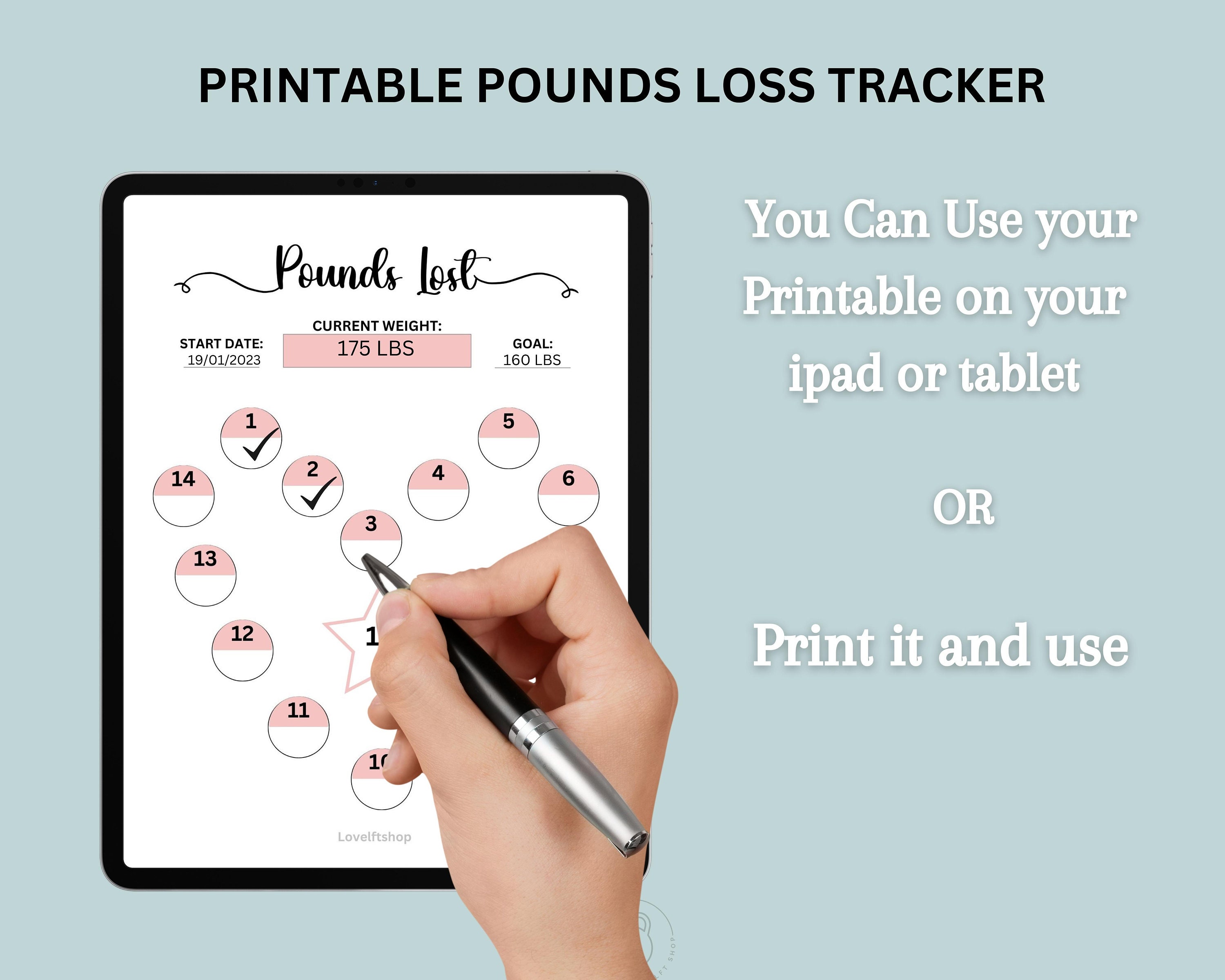 Weight Loss Tracker| 15 Lbs| Printable Weight Loss Tracker |weight Loss ...