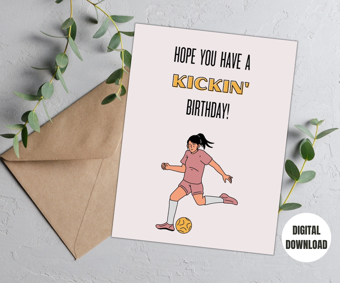 Printable Soccer Birthday Card | Digital Soccer Themed Digital Card ...