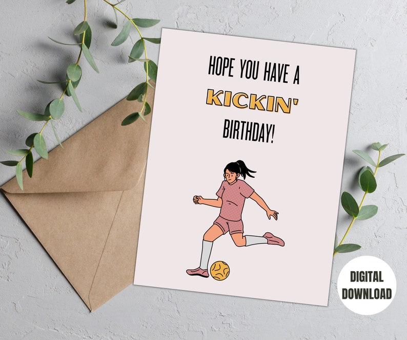 Printable Soccer Birthday Card | Digital Soccer Themed Digital Card ...