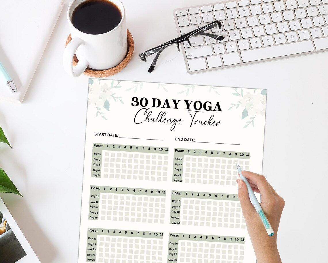 30 Day Yoga Challenge Yoga Tracker Printable Yoga Challenge Home ...