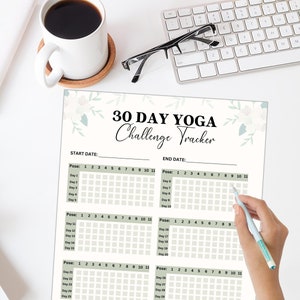 30 Day Yoga Challenge| Yoga Tracker | Printable Yoga Challenge| Home ...