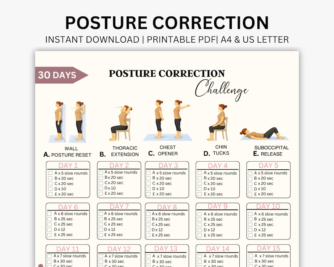 30 Day Posture Correction Workout, Daily Exercises for Back, Neck ...