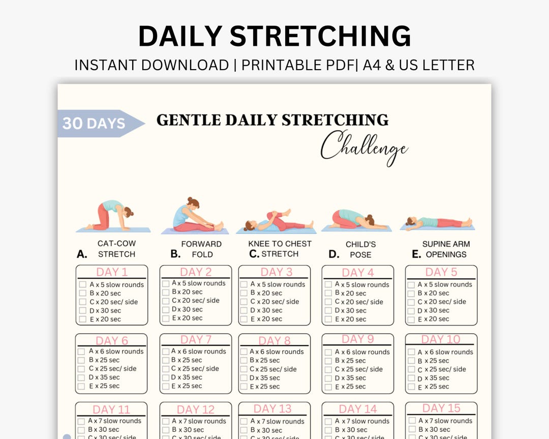 30-day Gentle Daily Stretching Challenge, Full Body Stretch Routine for ...
