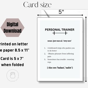 Personal Trainer Card| Gym Card for Him Her| Trainer Thank You| PT Card ...