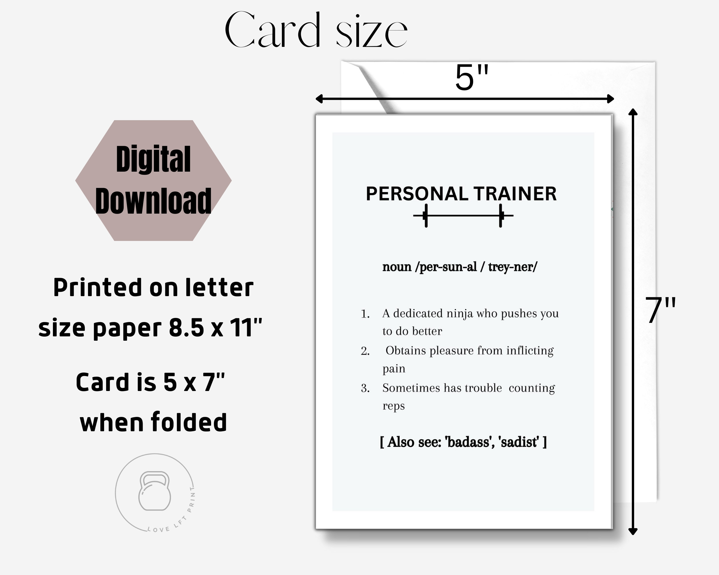 Personal Trainer Card| Gym Card for Him Her| Trainer Thank You| PT Card ...