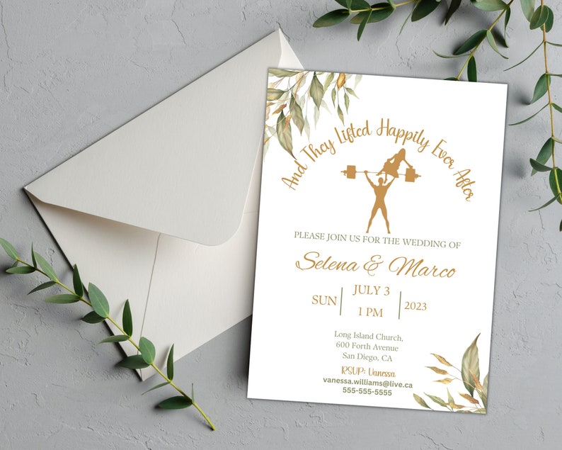 Gym Themed Wedding Invitation| Fitness Wedding Invite| Crossfit Wedding ...