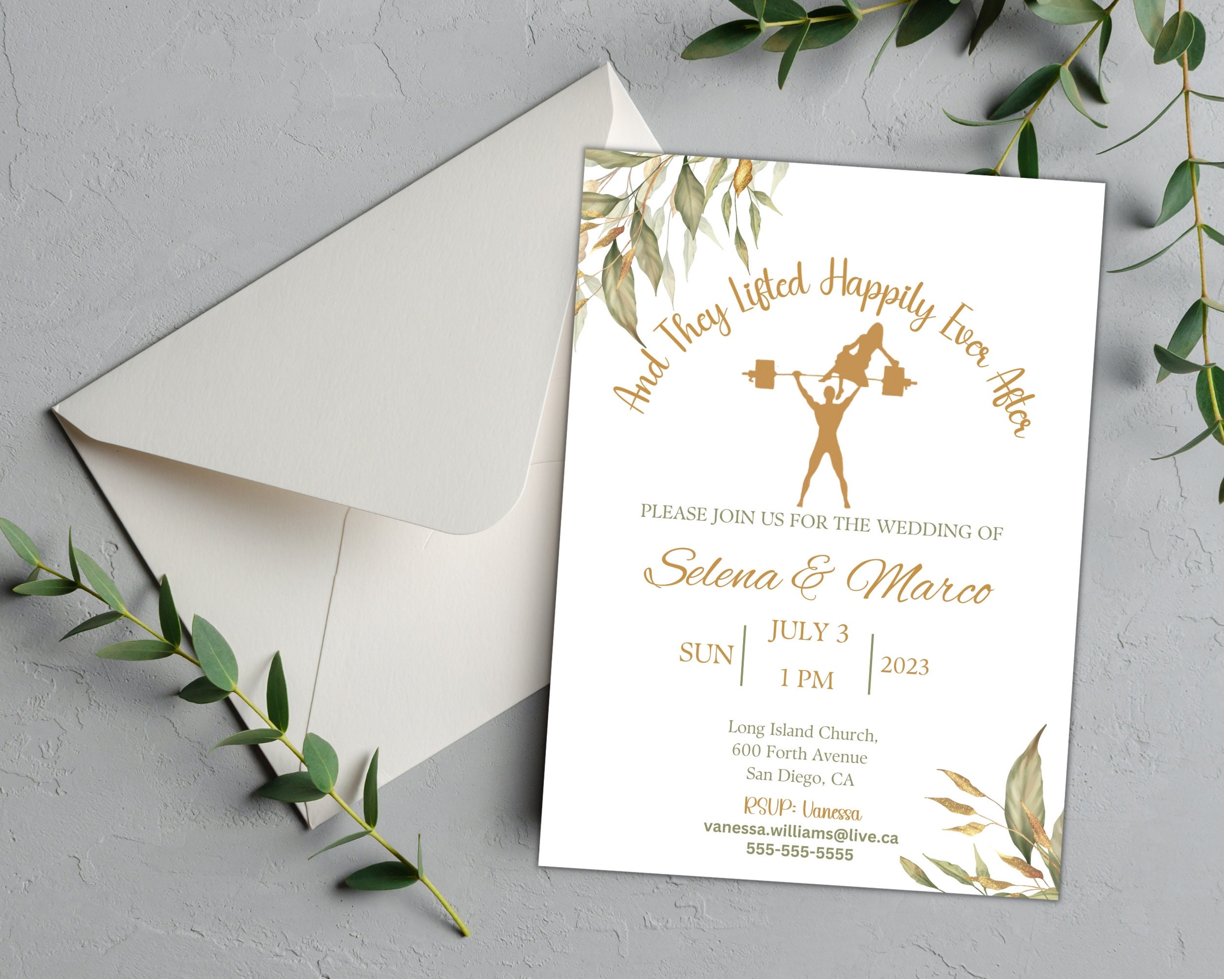 Gym Themed Wedding Invitation| Fitness Wedding Invite| Crossfit Wedding ...