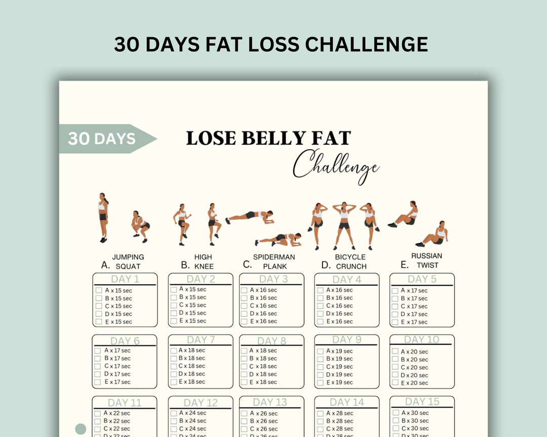 30 Day Lose Belly Fat Challenge,flat Abs Challenge, Home Workout ...