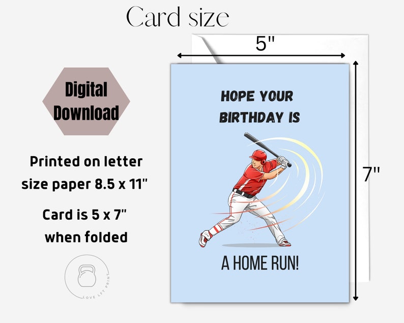 Printable Baseball Themed Birthday Card| Gift for Baseball Lovers ...
