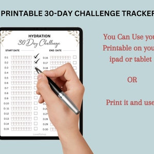30 Day Hydration Challenge | 30 Day Challenge Printable | 30 Day Habit ...