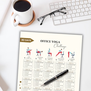 30 Day Office Chair Yoga Challenge, Office Chair Exercise, Desk Yoga ...