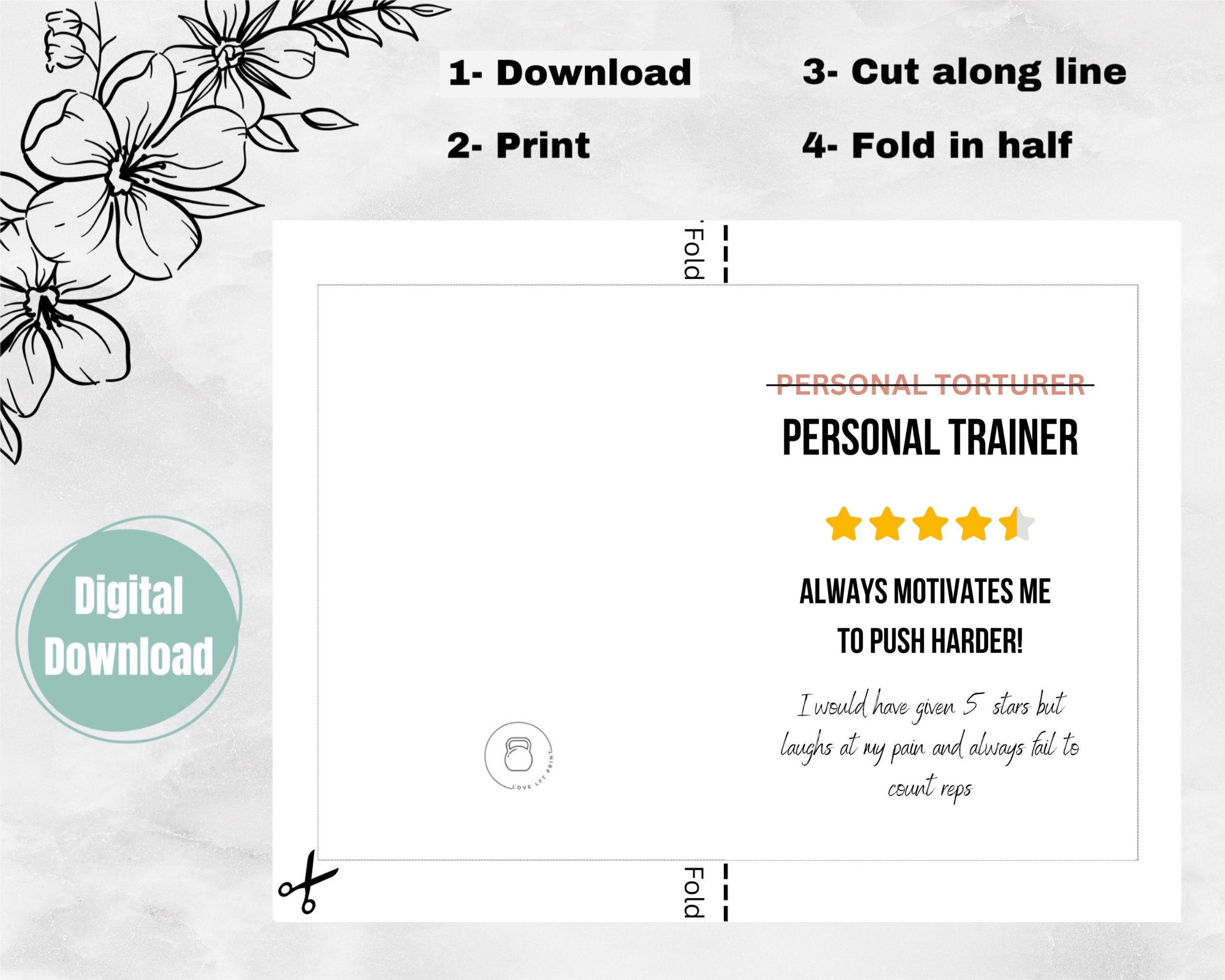 Personal Trainer Card| Gym Coach Funny Card Trainer| Thank You PT Card ...