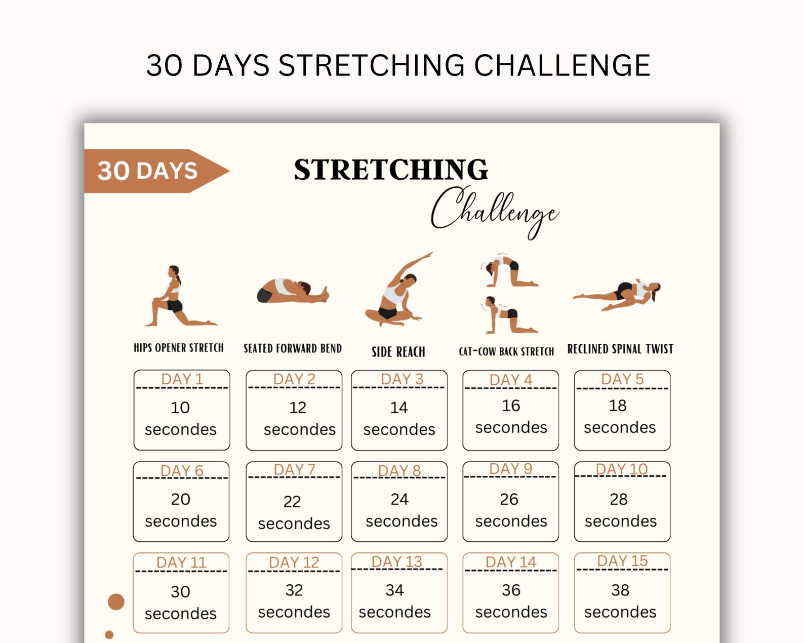 30 Day Stretching Challenge, Stretch Routine, Home Workout Women ...