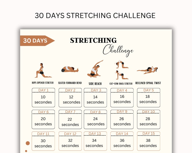 30 Day Stretching Challenge, Stretch Routine, Home Workout Women, Workouttracker, Fitness ...