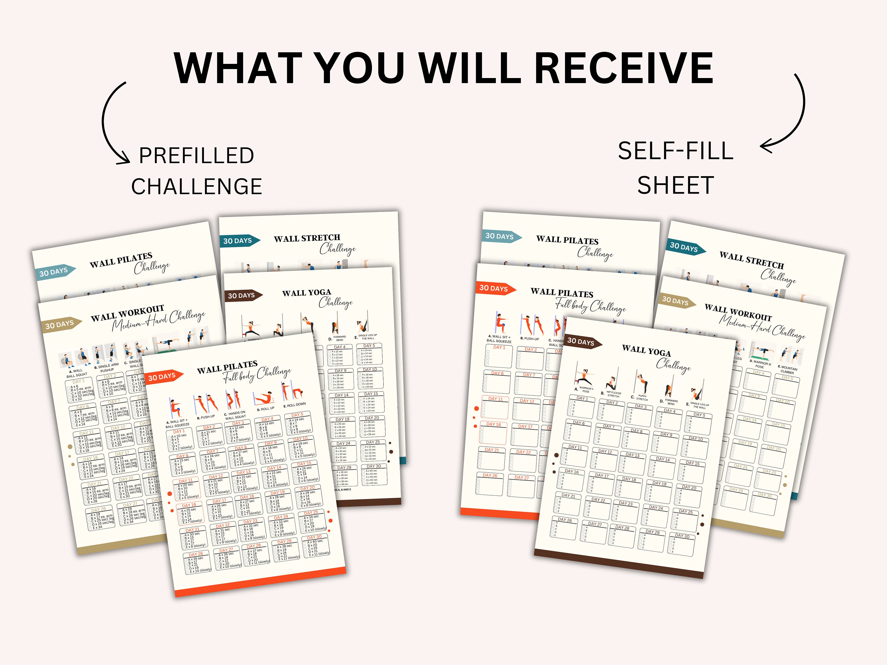 Full Body Wall Workout Bundle, Wall Pilates Guide, Wall Fitness Guide ...