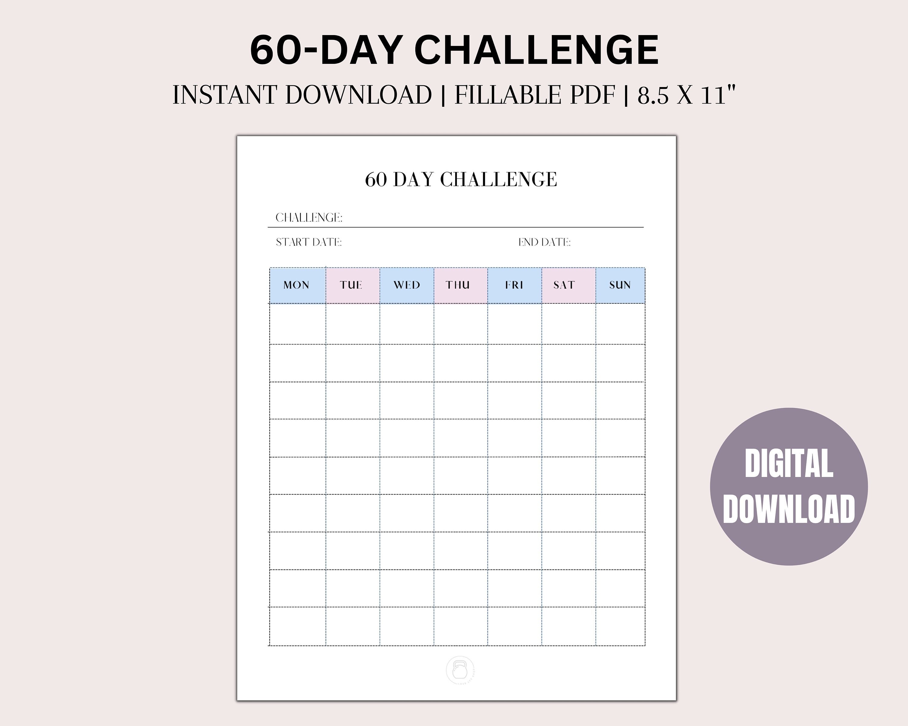 60 Day Challenge Tracker Progress Tracker Printable Habit - Etsy