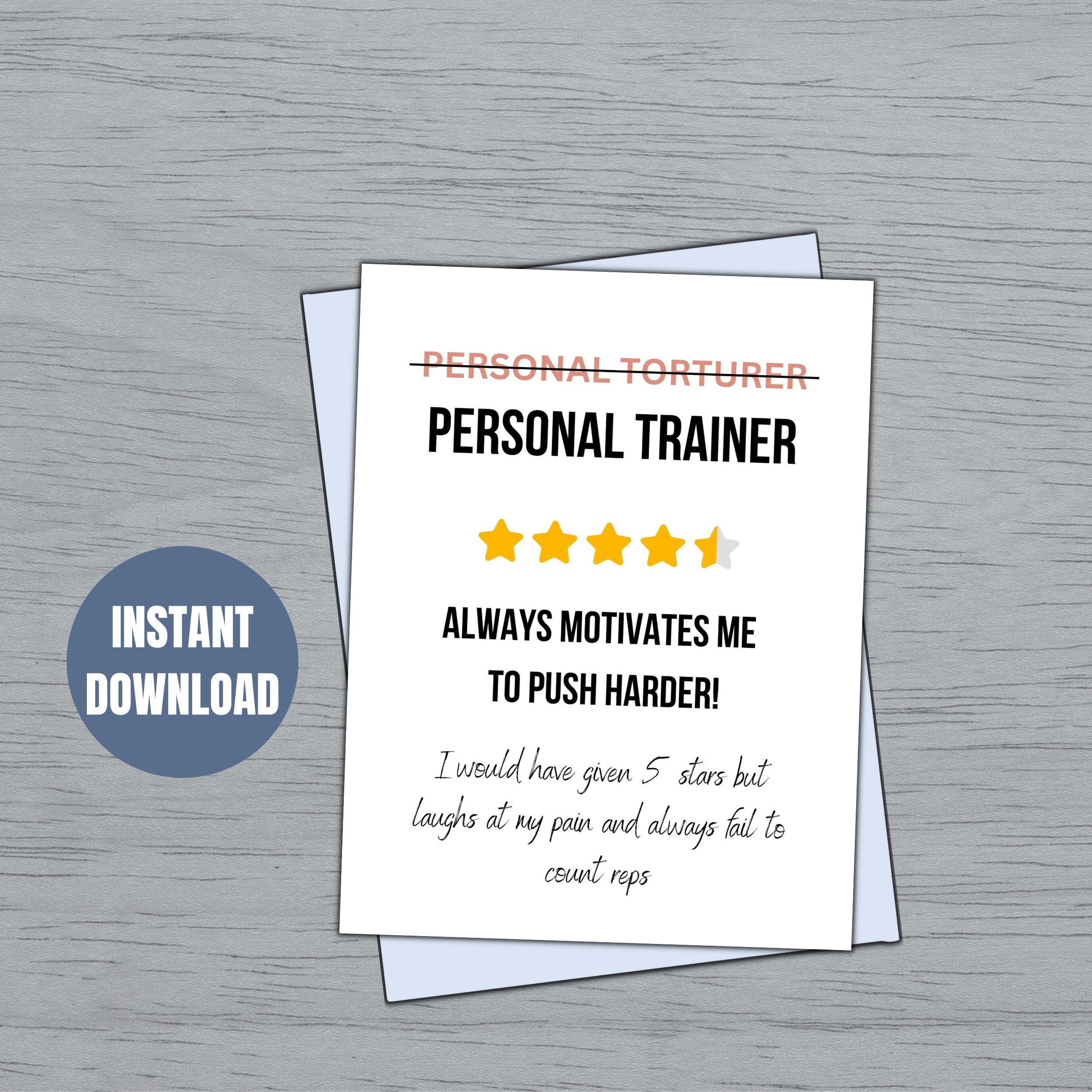 Personal Trainer Card| Gym Coach Funny Card Trainer| Thank You PT Card ...