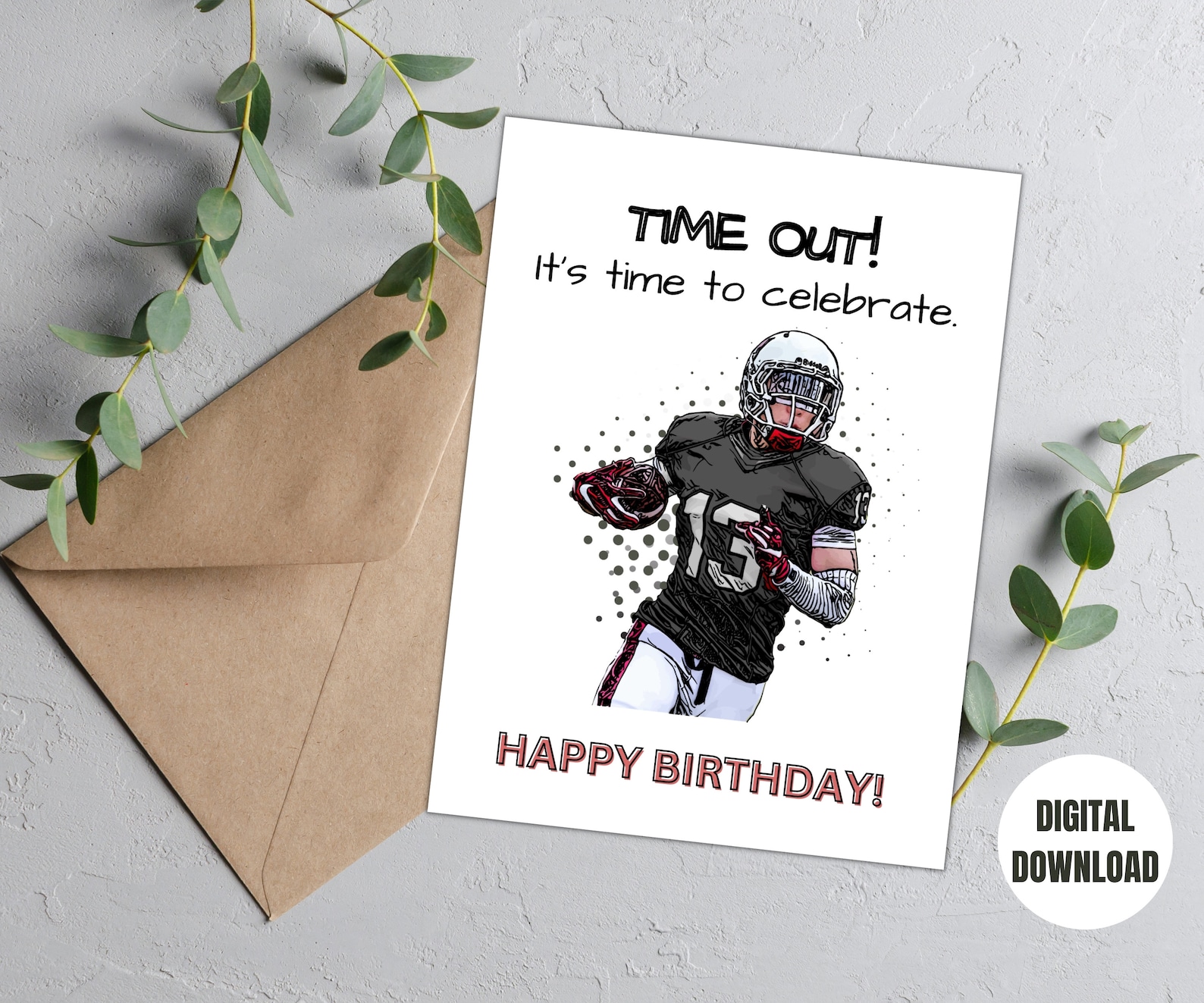 Football Printable Birthday Card|football Lovers Gift| Digital Football ...