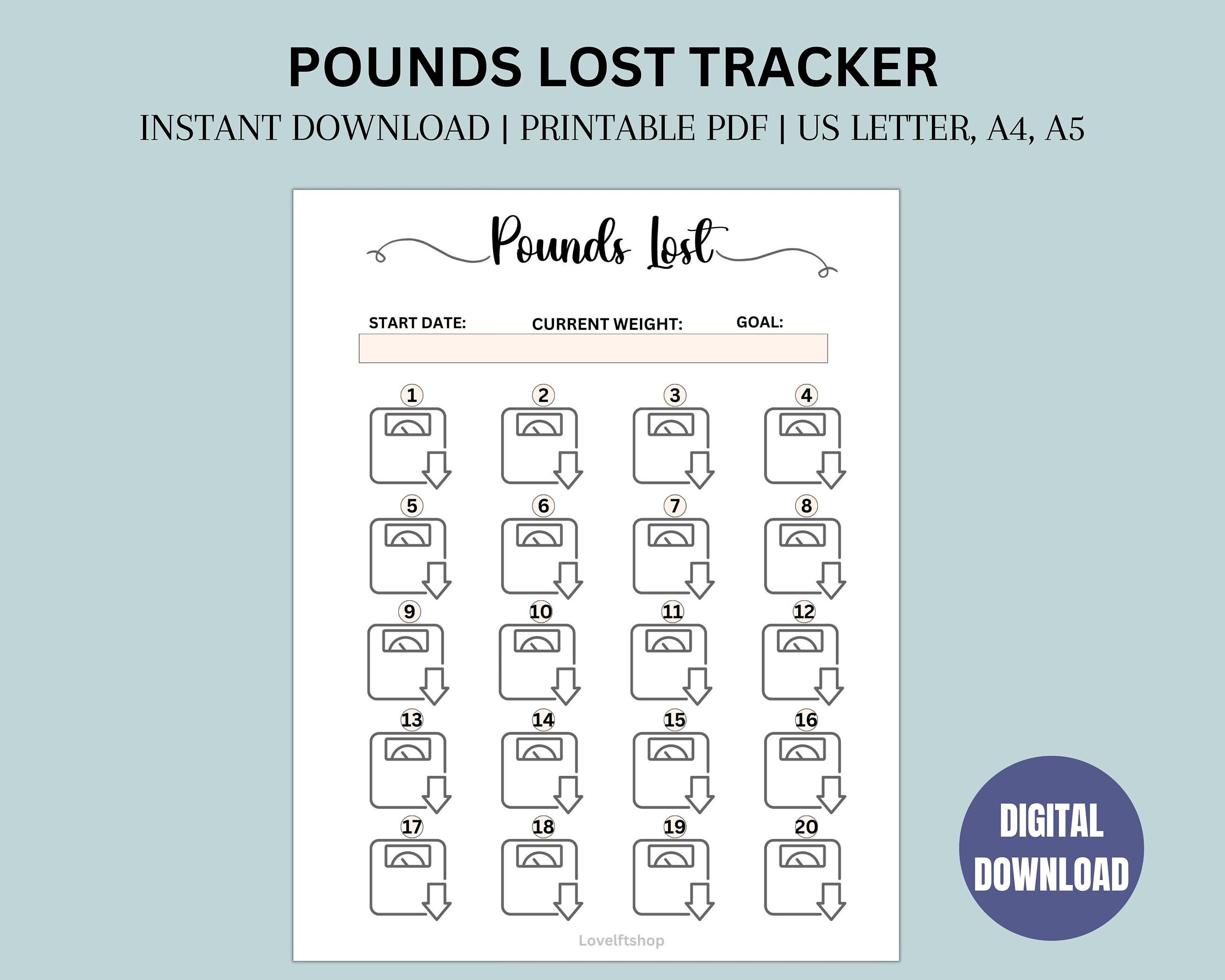 Weight Loss Tracker| 20 Lbs | Printable Weight Loss Tracker |weight ...