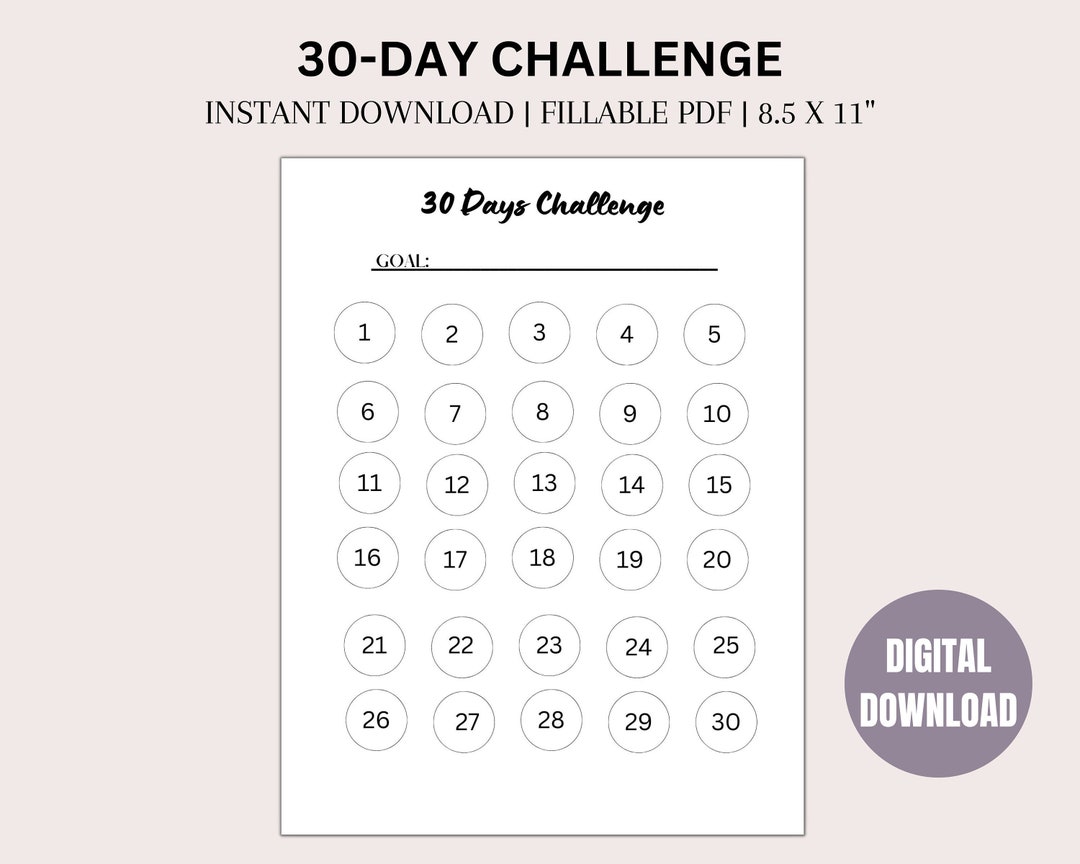 30 Day Challenge Tracker| 30 Day Challenge Printable |30 Day Habit ...