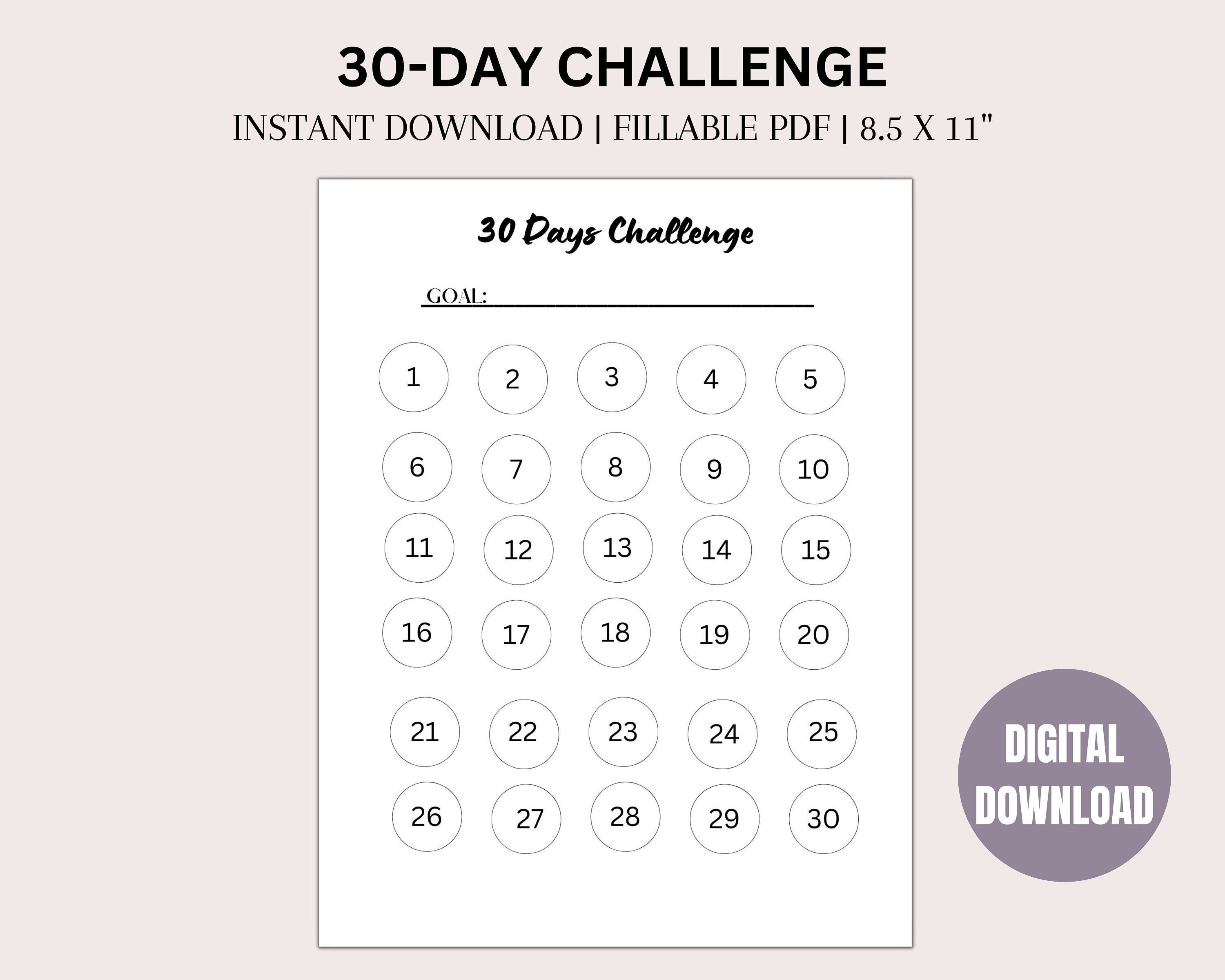 30 Day Challenge Tracker| 30 Day Challenge Printable |30 Day Habit ...