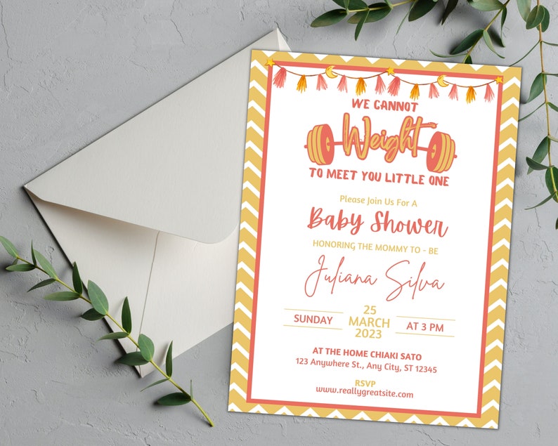 Printable Editable Gym Baby Shower Invitation Fitness Baby Shower ...