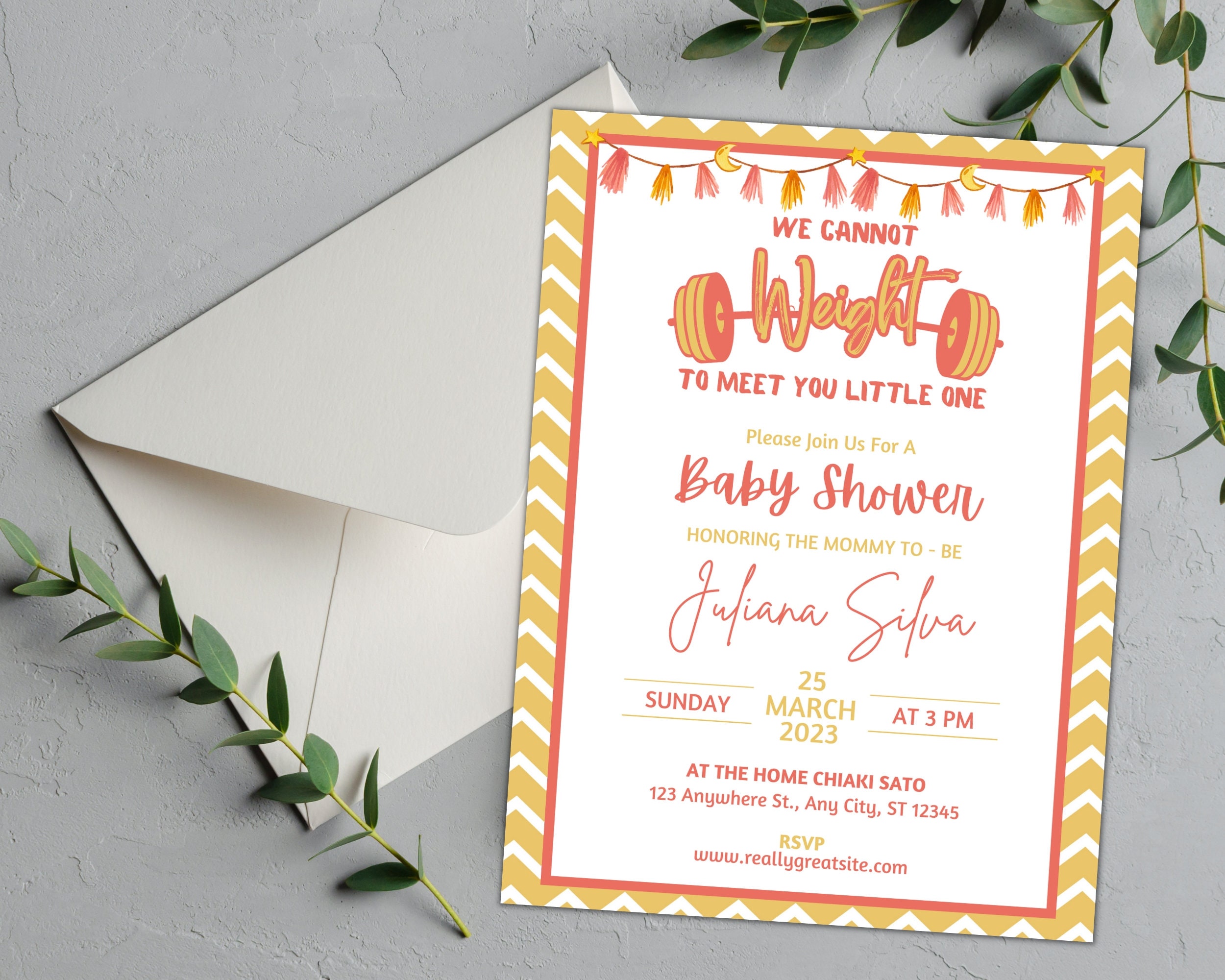 Printable Editable Gym Baby Shower Invitation Fitness Baby Shower ...