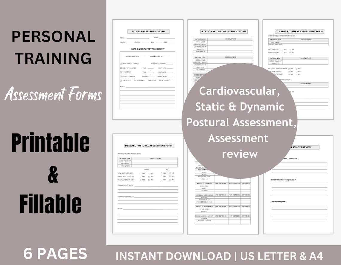 Personal Training Assessment Forms| New Client Intake Form| Personal ...