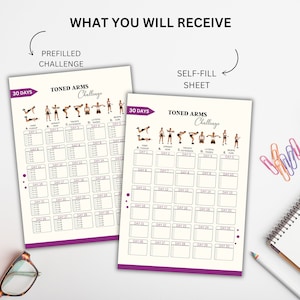 30 Day Sleek Arm Challenge, Toned Arms Exercise Guide, Home Workout ...