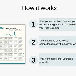 30 Day Waking to Running Challenge, Printable Walking Guide, Running ...
