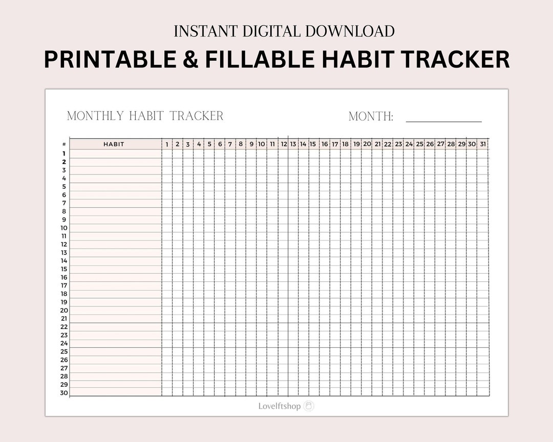 Digital Habit Tracker for iPad and Tablet Habit Journal 30 Day ...