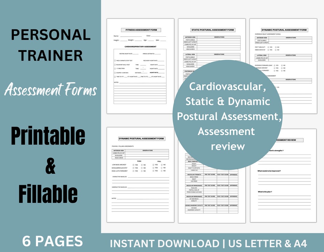Fitness Coaching Assessment Forms| New Client Intake Form| Personal ...
