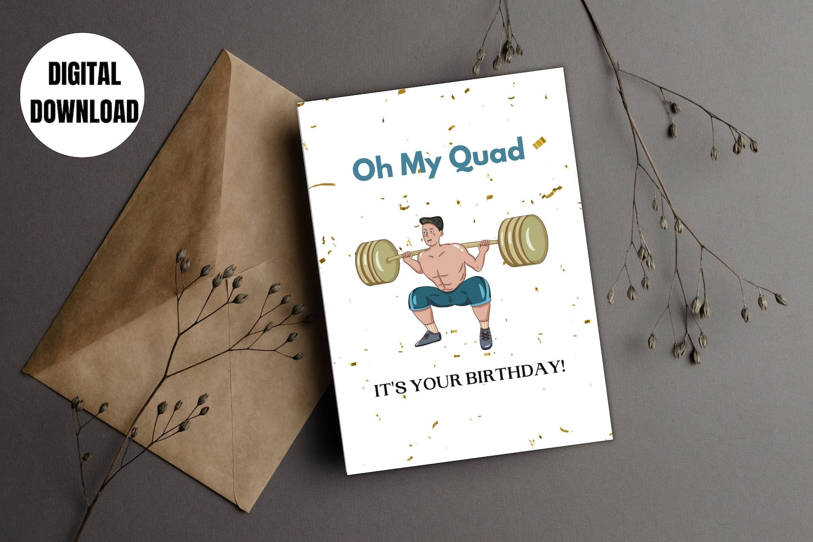 Oh My Quad Gym Card| Man Gym Gifts | Gym Card for Him | Birthday Card ...